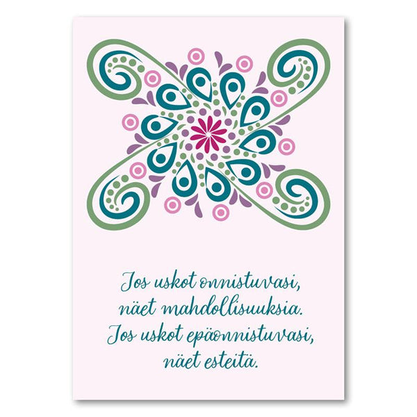 Mietelause-postikortti Jos uskot onnistu - ECOteekki
